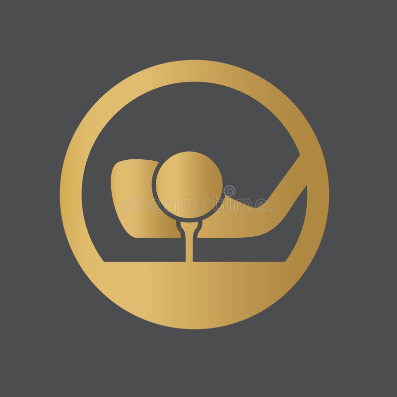 Golden Golf Club and Golf Ball on Tee Stock Vector - Illustration of ...