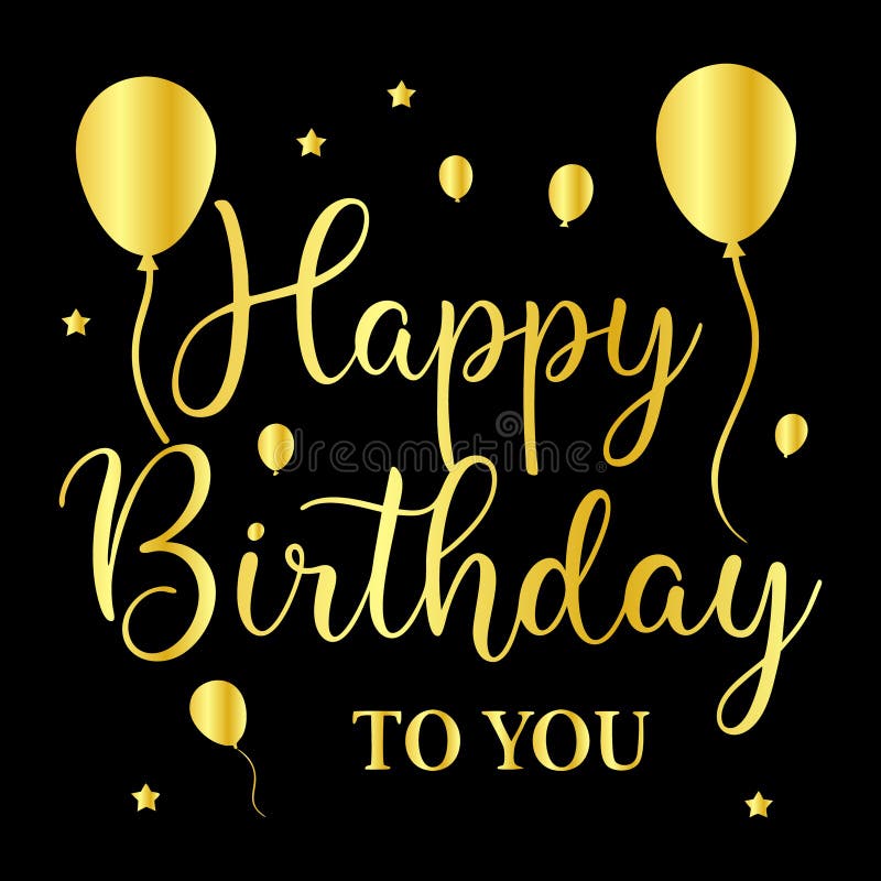 Golden Gradient with Happy Birthday Text and Baloon Stock Vector ...