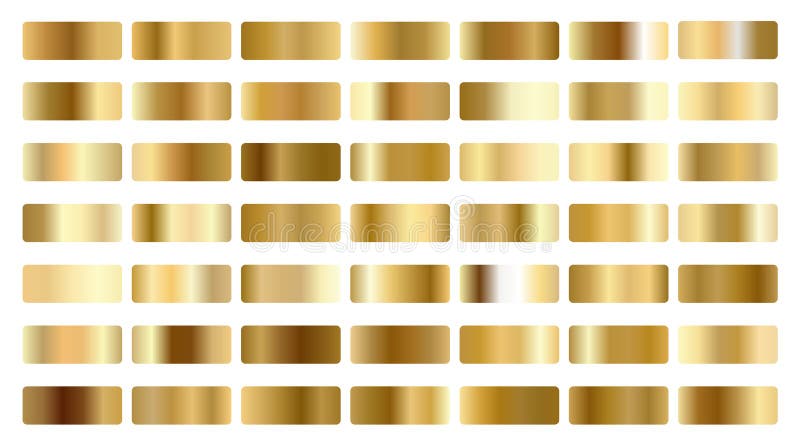Golden Gradients Set. Metallic Gold Gradients Stock Illustration ...