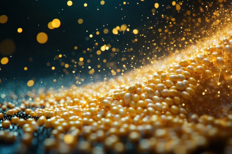 Golden Grains Cascade in a Dramatic Close-up, Creating a Mesmerizing ...