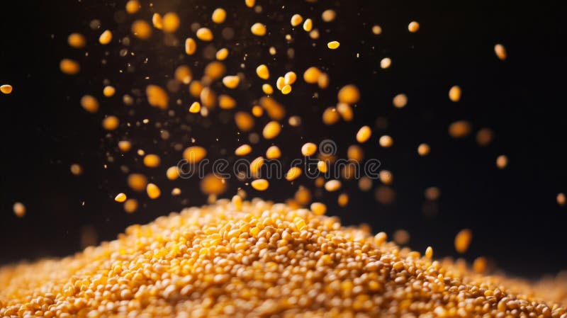 Golden Grains Falling on Dark Background Stock Illustration ...