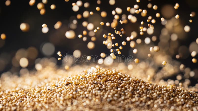 Golden Grains Falling on Dark Background Stock Illustration ...