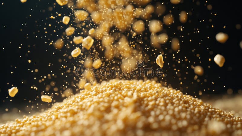 Golden Grains Falling on Dark Background Stock Illustration ...
