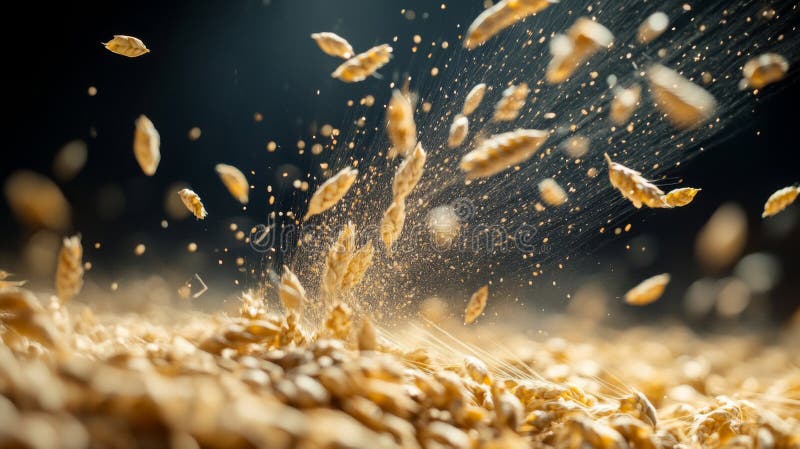 Golden Grains Falling Onto a Pile of Wheat Stock Illustration ...