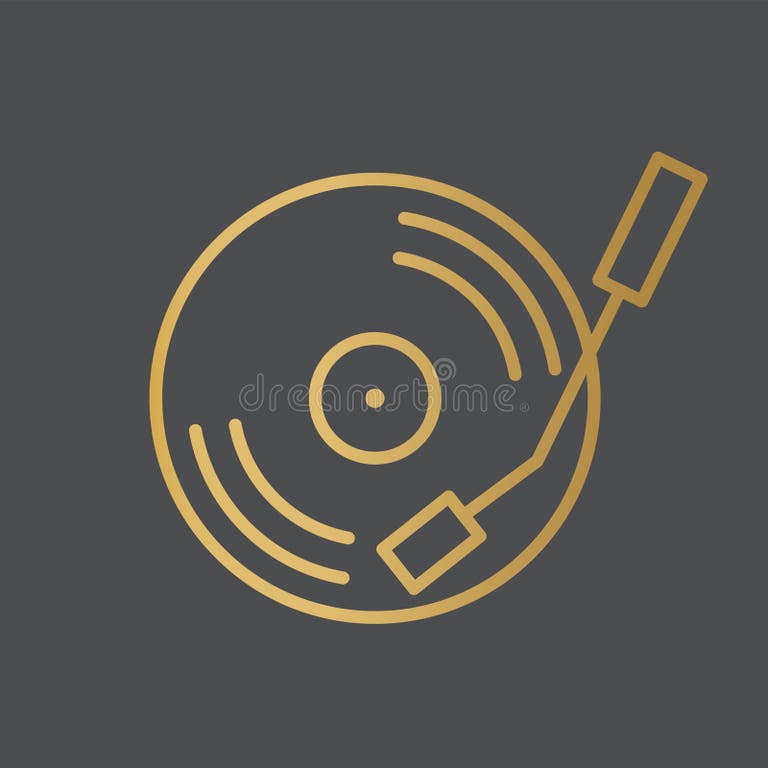 Golden gramophone icon stock vector. Illustration of label - 170730155