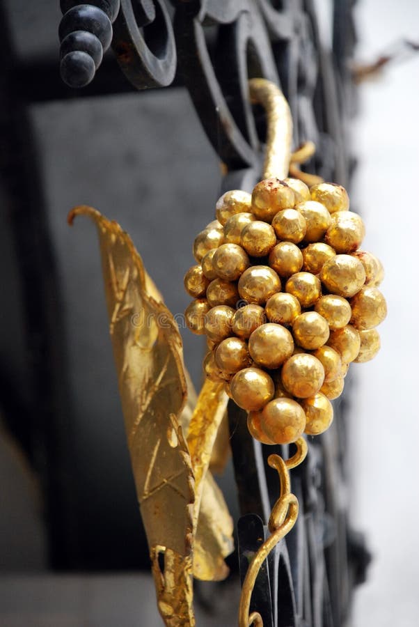 Golden Grape Vine on Forged Grates Stock Photo - Image of religion ...