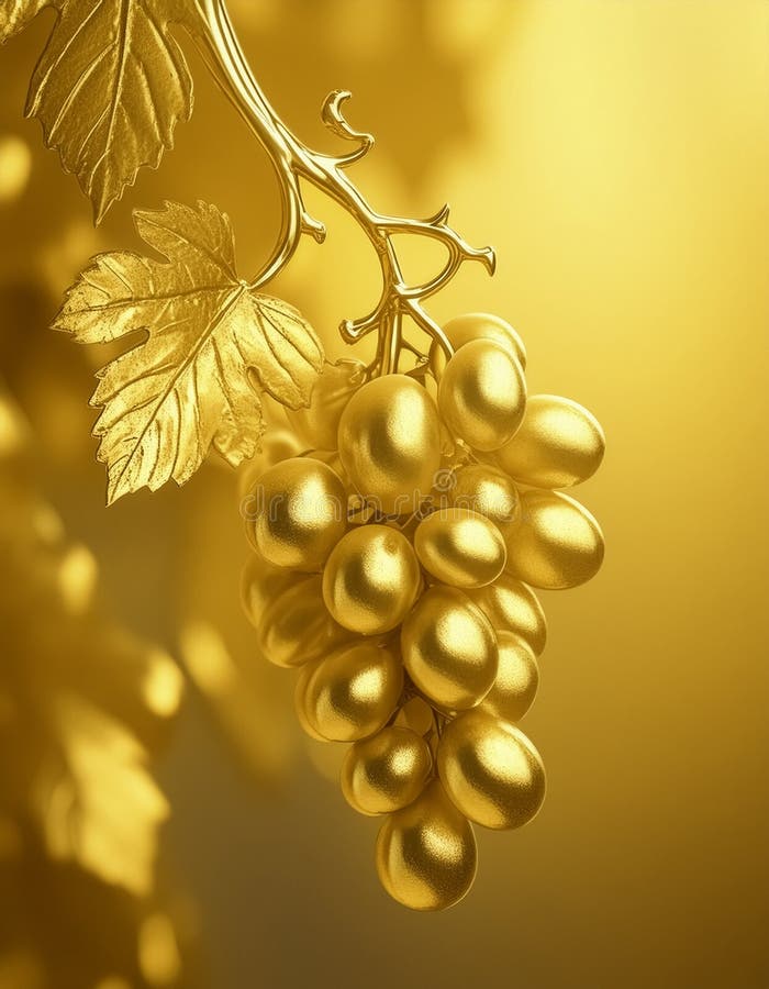 Golden grapes stock illustration. Illustration of reflective - 327409603