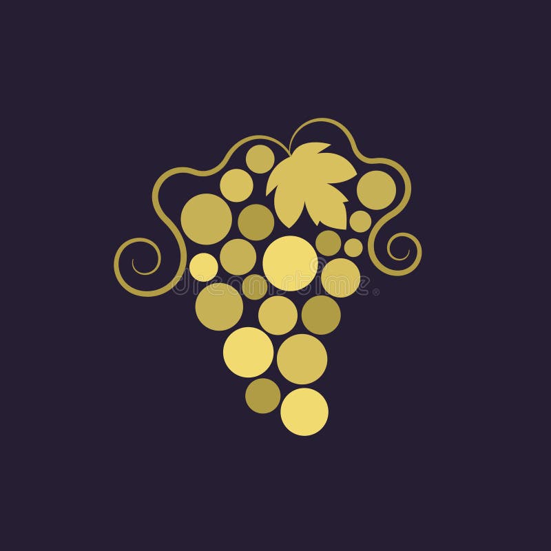 Golden Grapevine with Leaf. Grapes Icon. Grape Vector Illustration on ...