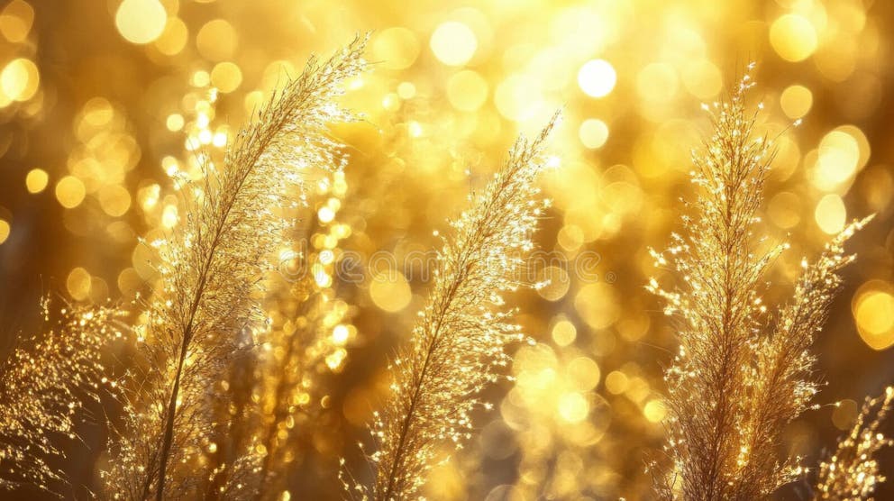 Golden Grass Gleaming in Sunlight Stock Illustration - Illustration of ...