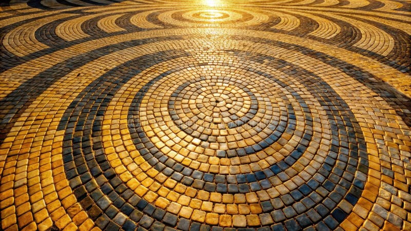 Golden and Gray Cobblestone Pavement Design with Circular Pattern ...