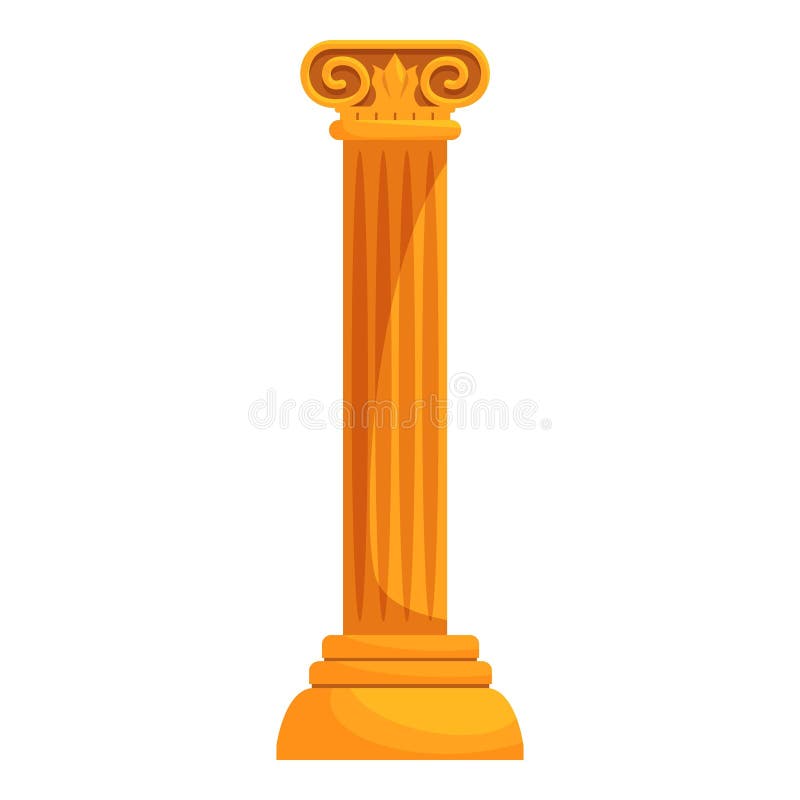 Golden Greek Column Standing Tall on White Background Stock ...