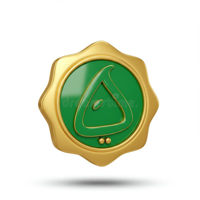 A Golden and Green Emblem Featuring a Stylized Drop Shape, Set Against ...