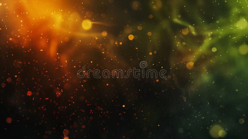 Golden and Green Ethereal Light with Floating Particles Stock Photo ...