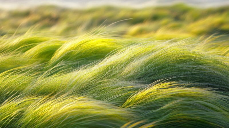 Golden Green Grass Blowing Gently in the Wind Stock Illustration ...