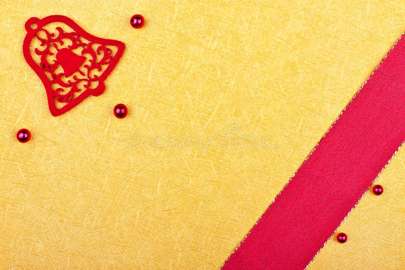 Golden Greeting Card with Red Bell Stock Image - Image of anniversary ...