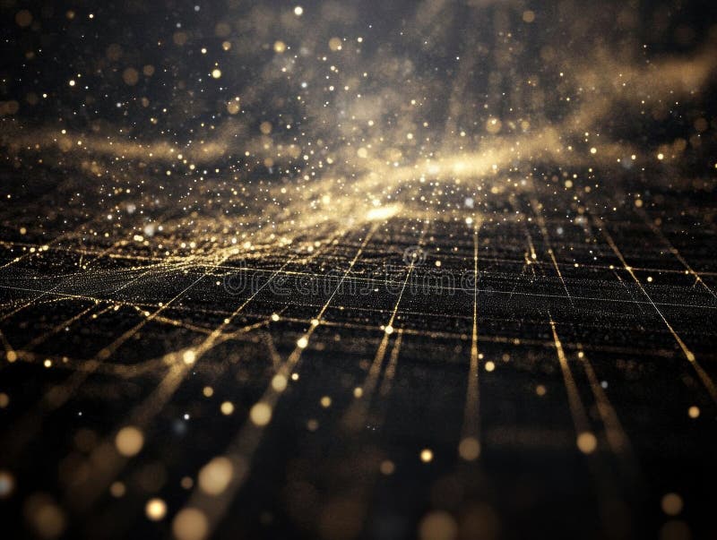 Golden Grid, a Digital Universe of Interconnected Data Stock Image ...