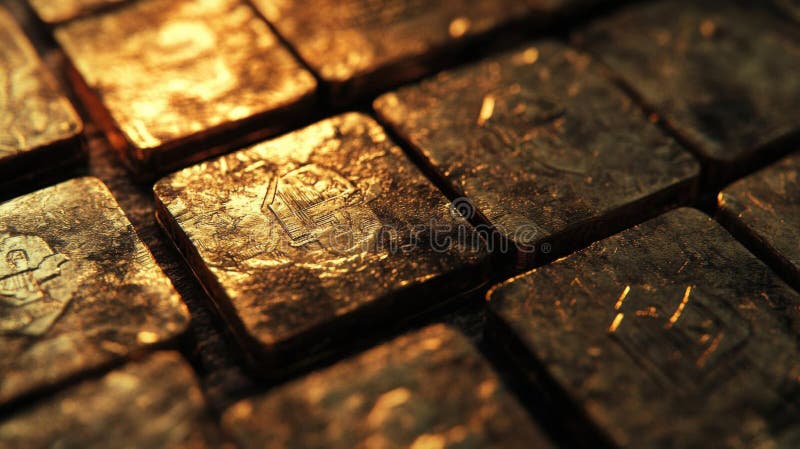 Golden Grid with Engraved Texture Stock Illustration - Illustration of ...