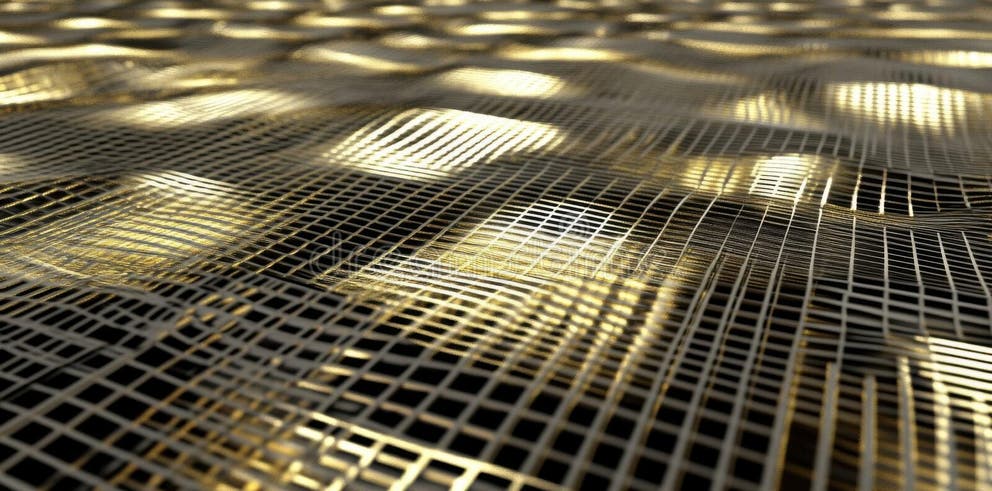 Golden Grid Flow, Abstract Texture with Light and Shadow, Concept and ...