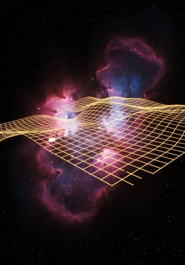 Golden Grid Nebula: Abstract Cosmic Background Stock Illustration ...