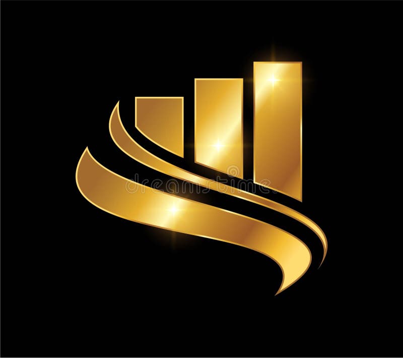 Golden Growth Bar Logo Icon Stock Vector - Illustration of metal ...