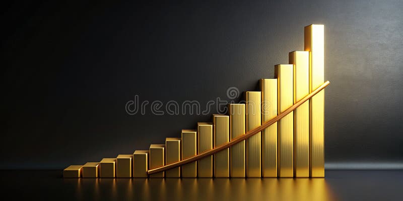 Golden Growth Chart on Black Background Visualizing Success and ...