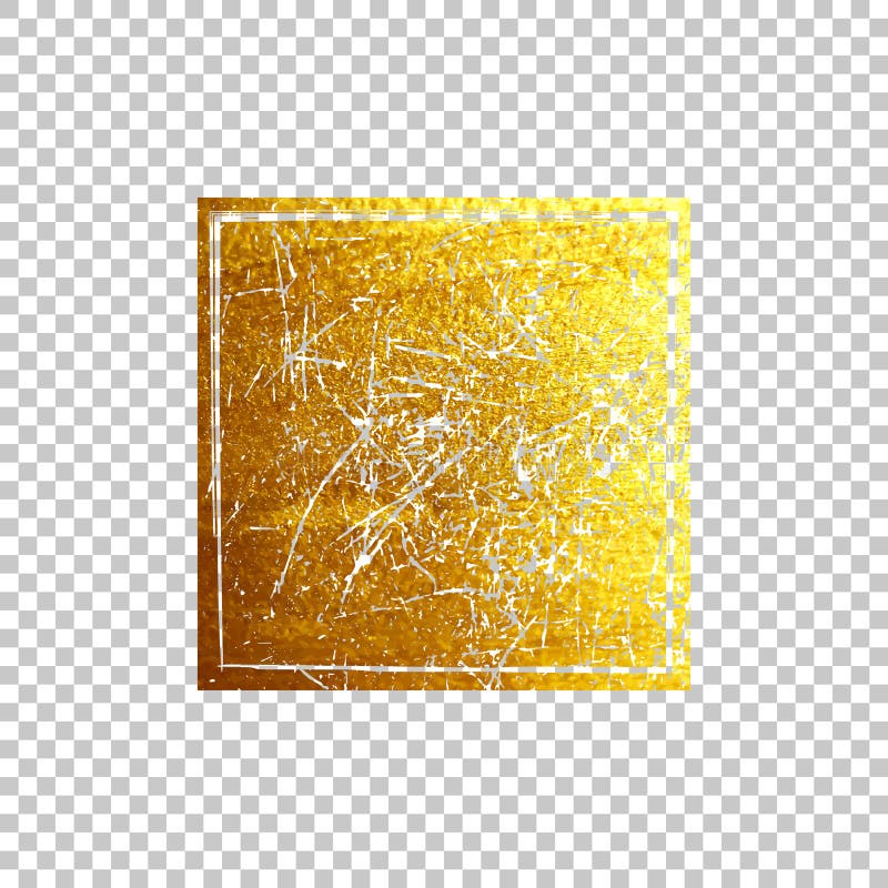 Golden Grunge Square Isolated on Transparent Background. Vector Design ...