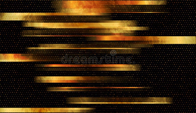 Golden Grunge Stripes and Dots Geometric Abstract Background Stock ...