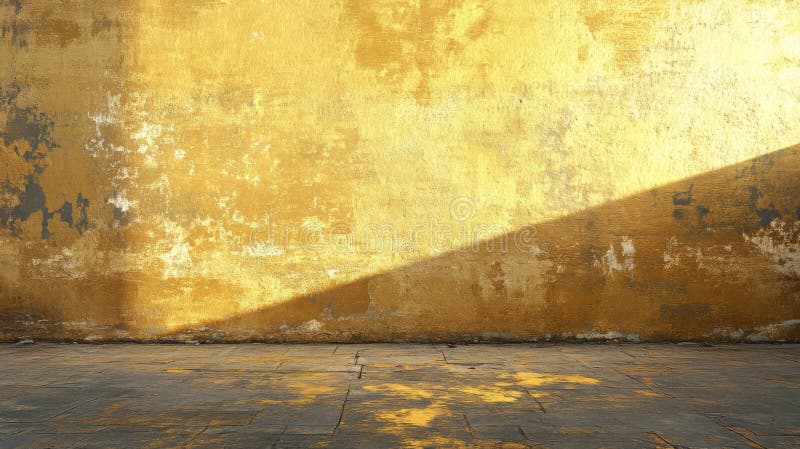 Golden Grunge Wall Texture with Dark Floor Stock Illustration ...