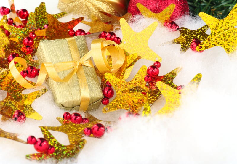 Golden Guft with Christmas Decoration Stock Photo - Image of decoration ...