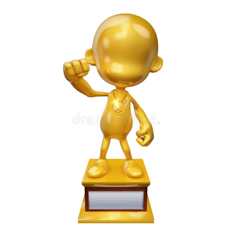 Golden Guy Trophy stock illustration. Illustration of achievement ...