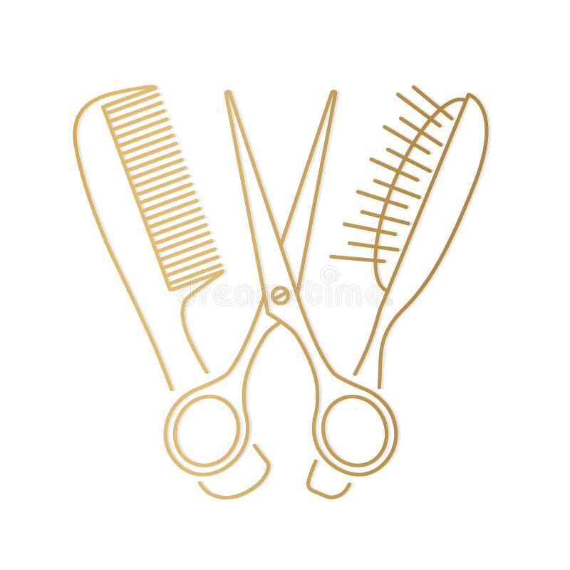 Golden Scissors Comb Stock Illustrations – 224 Golden Scissors Comb ...