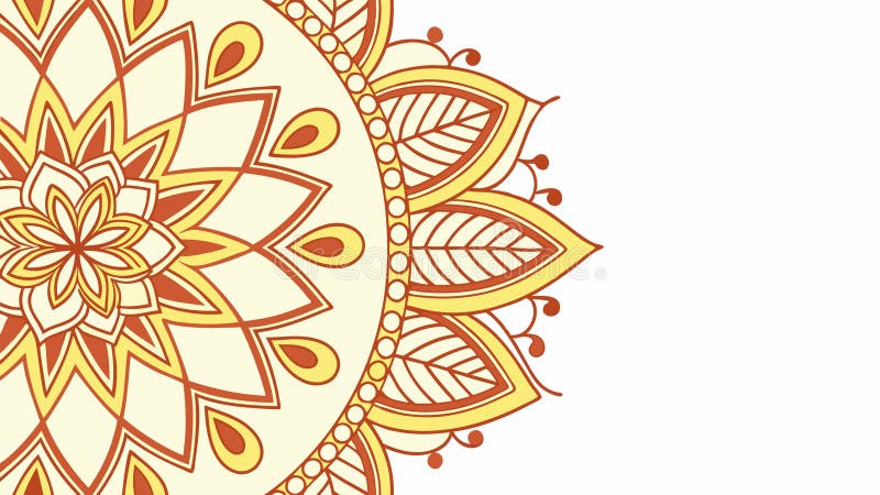 Golden Half Mandala, Ornate Geometric Pattern, Decorative Art, Vector ...