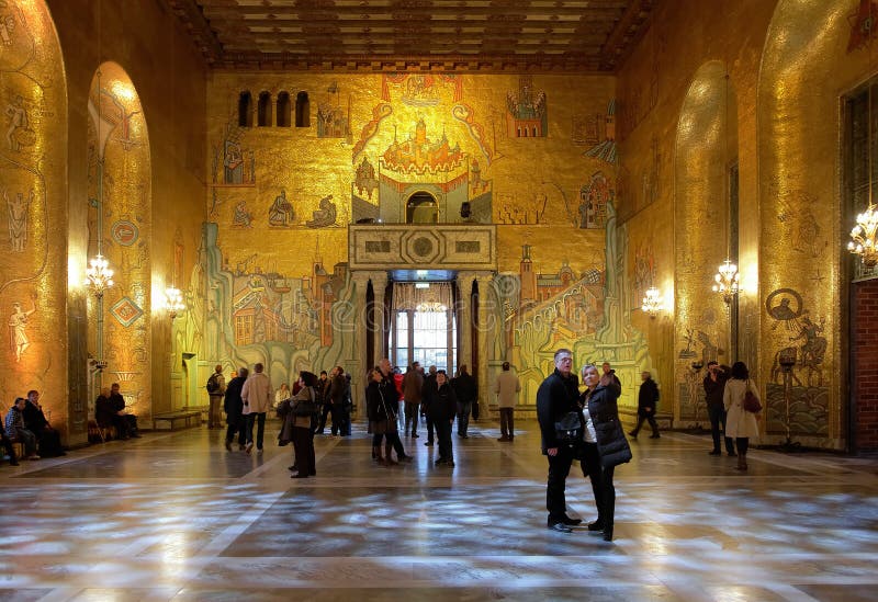 Golden Hall of the Stockholm City Hall Editorial Stock Image - Image of ...