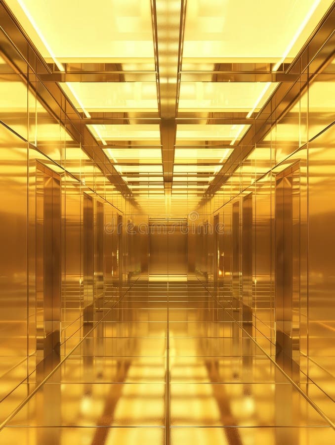 A Golden Hallway Creates a Mesmerizing Architectural Perspective ...