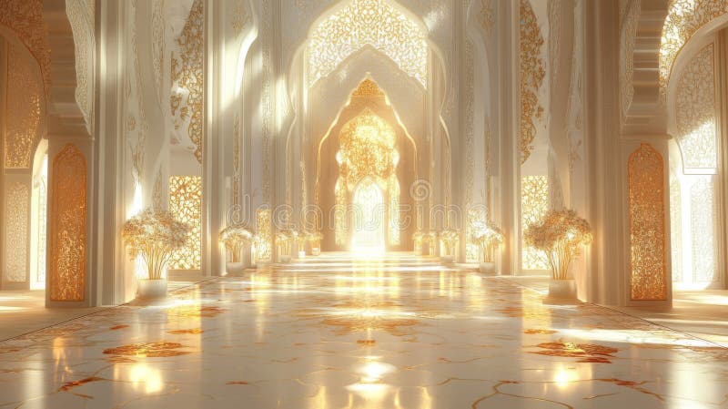 Golden Hallway Elegant Arabesque Architecture Design Stock Illustration ...