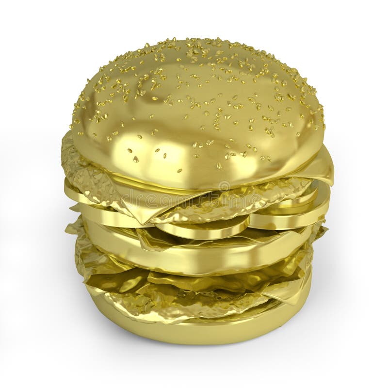 Golden Hamburger stock illustration. Illustration of fast - 18969299