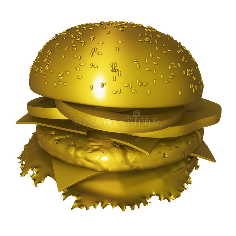 Golden Hamburger stock illustration. Illustration of fast - 18969299
