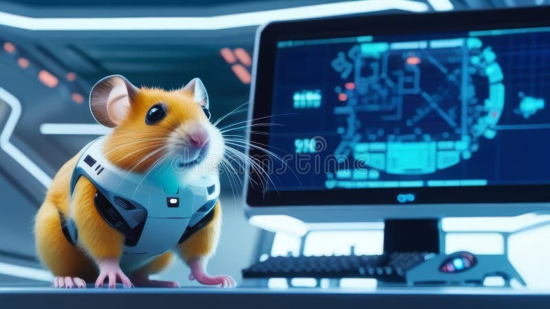 A Golden Hamster in a Futuristic Robotic Suit Aboard a Spacecraft Stock ... A Golden Hamster in a Futuristic Robotic Suit Aboard a Spacecraft Stock ...