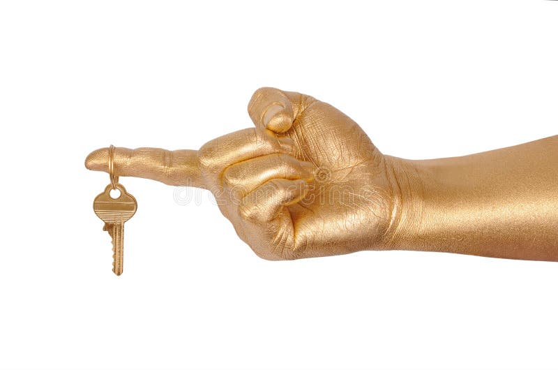 Golden hand pointing down stock photo. Image of downstairs - 3229006