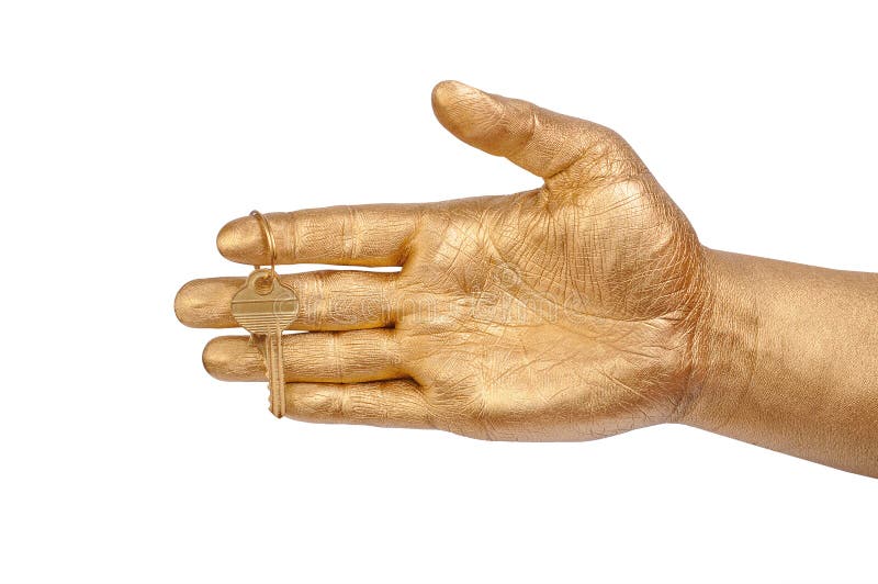 Palm of man s golden hand stock photo. Image of concept - 18213474