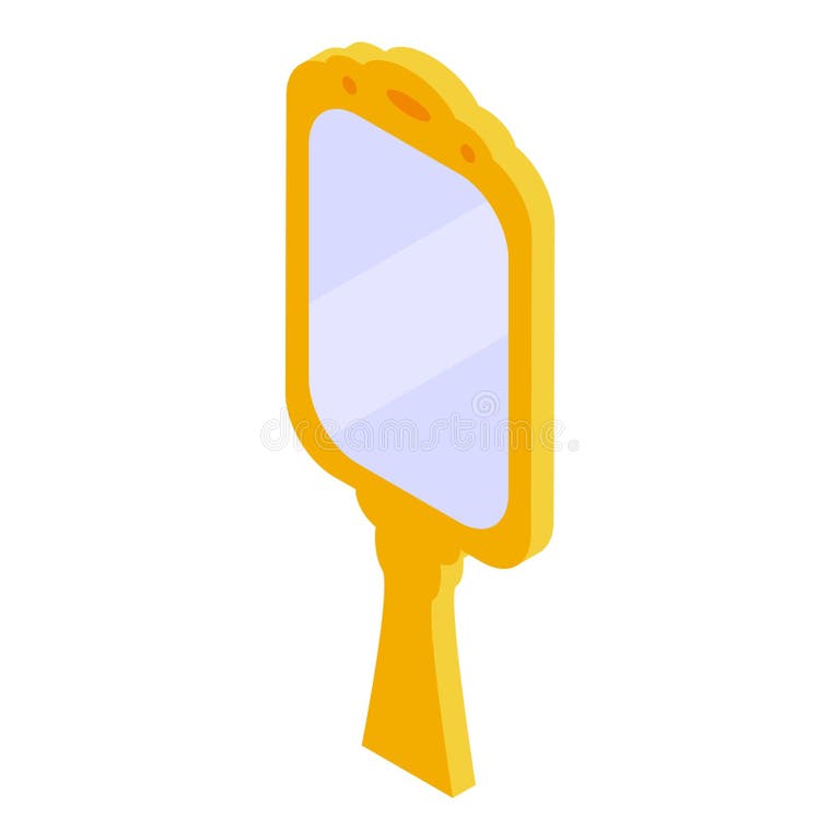 Golden Hand Mirror Reflecting Light in Isometric View Stock Vector ...