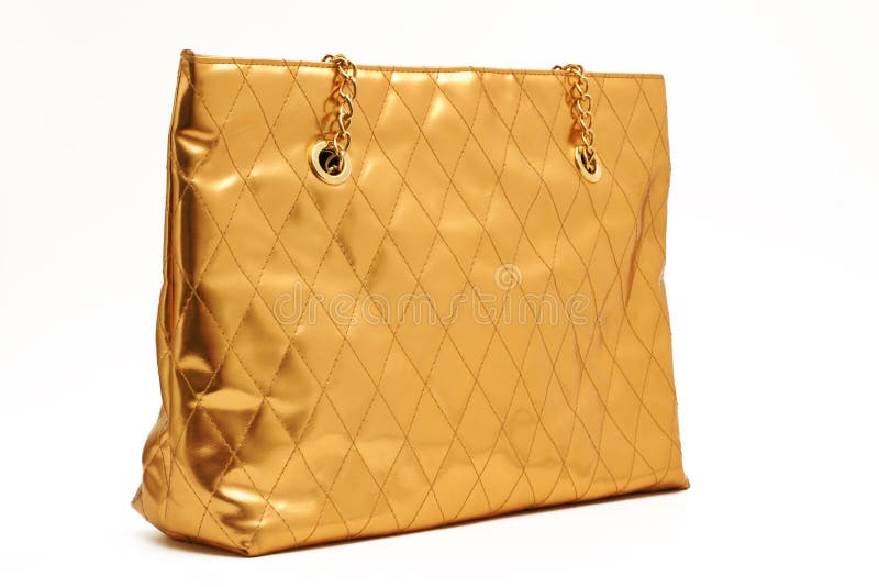 Golden handbag stock image. Image of white, shiny, metallic - 32494177