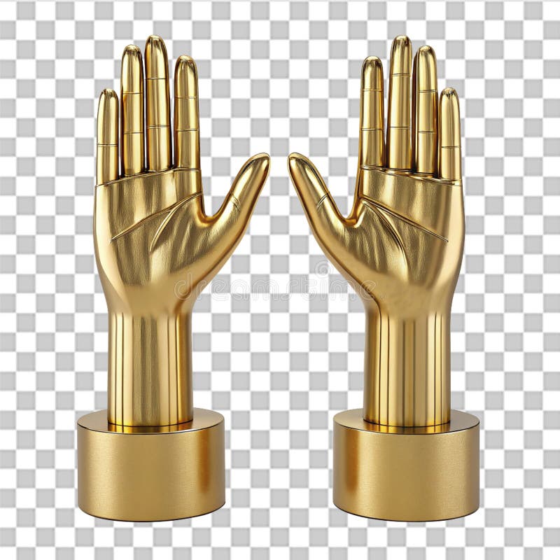 Golden Hands Open Gesture 3D Render Stock Illustration - Illustration ...
