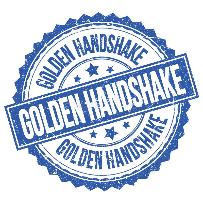 GOLDEN HANDSHAKE Text on Blue Round Stamp Sign Stock Illustration ...