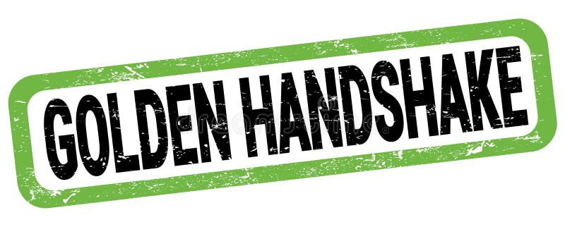 GOLDEN HANDSHAKE Text Written on Green-black Rectangle Stamp Stock ...