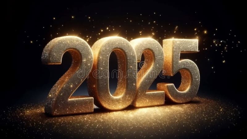 Golden 2025 Celebration with Vibrant Fireworks Displayt Stock Footage ...