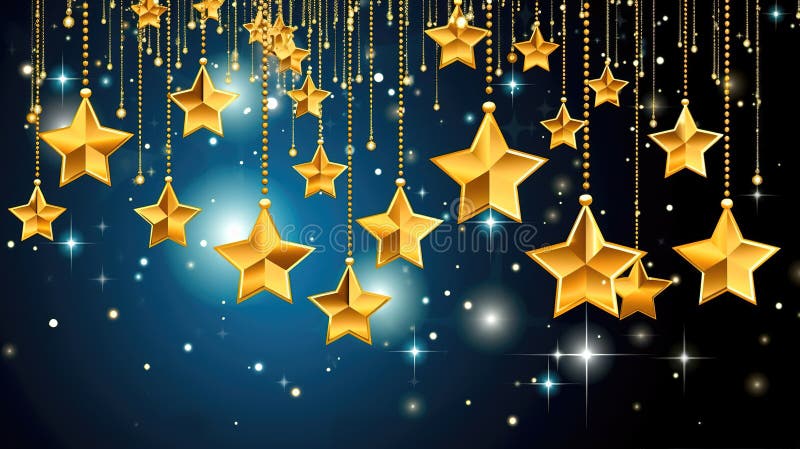 Golden Happy Stars Hanging on the Sky, Wallpaper Design, Ai Generated ...