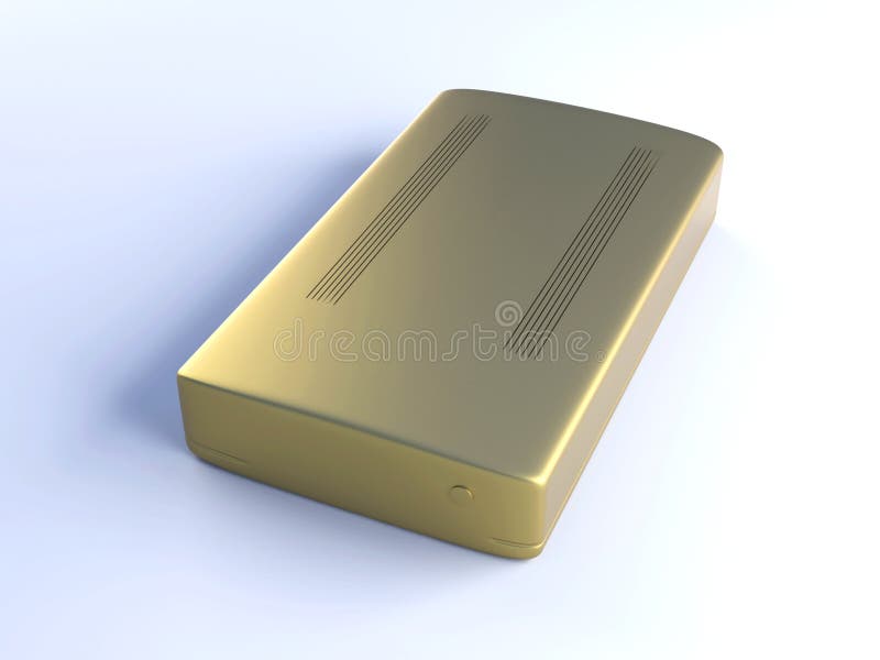 Golden Hard Drive stock illustration. Illustration of computer - 12309166