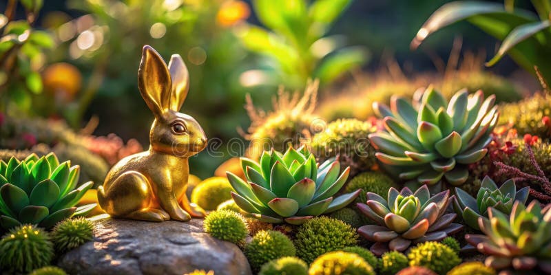 Golden Hare Amidst Succulents in the Dawn S Embrace. Generative AI ...