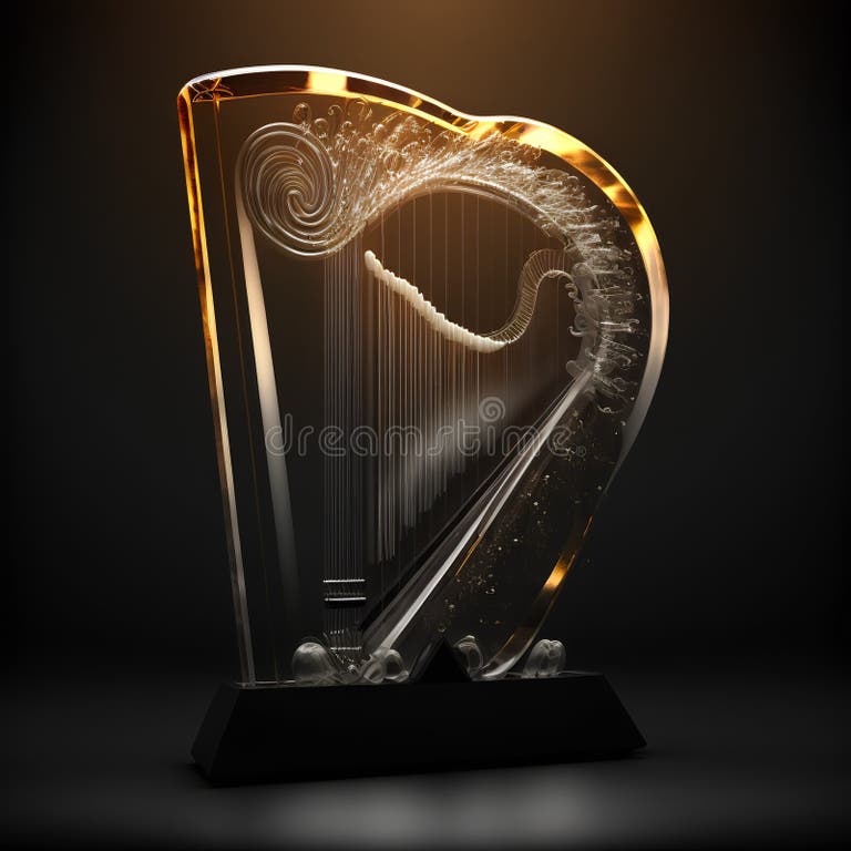 Golden Harp on Black Background, 3d Render, Square Image Stock ...